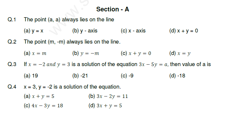CBSE Class 9 Mathematics Linear Equations in two variables Assignment Set E CBSE Class 9 Mathematics Linear Equations in two variables Assignment Set E